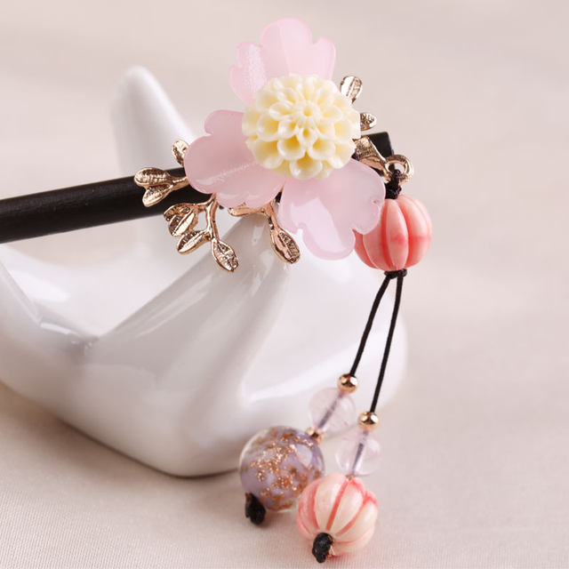 Pink hairpin, simple modern hairpin, daily headwear, peach blossom ...