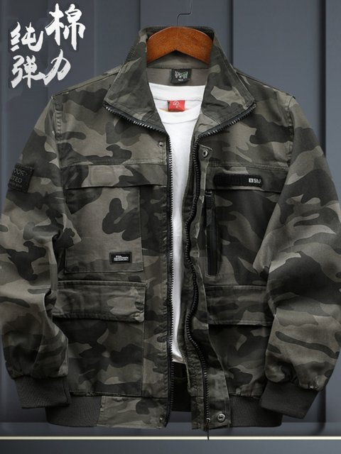 Spring and Autumn Camouflage Jacket Tops Men's Wear-resistant Pure ...
