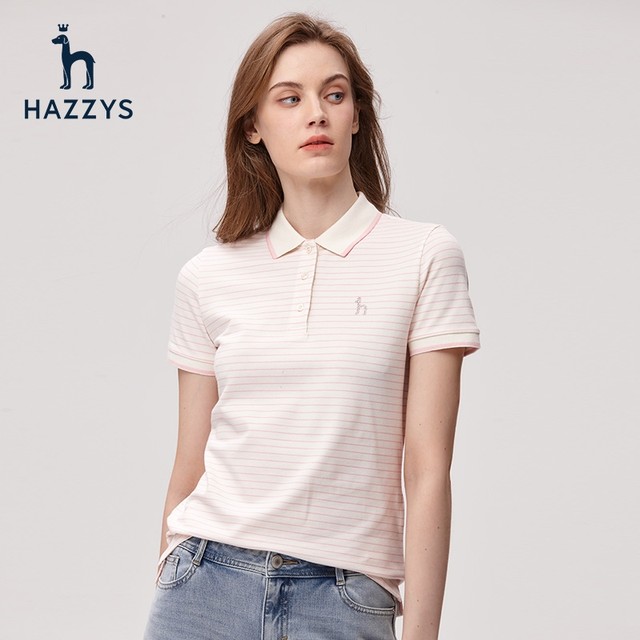 Hazzys Haggis counter new women's striped Polo shirt summer short-sleeved T-shirt casual women's ...