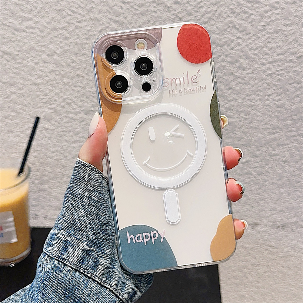 Geometric magnetic transparent smiley face suitable for iPhone 15 Apple ...