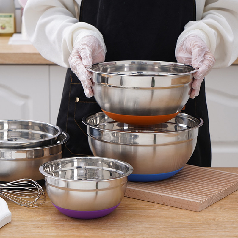 Stainless Steel Basin | Round Soup Baking Egg Bowl Kitchen Washing Rice ...