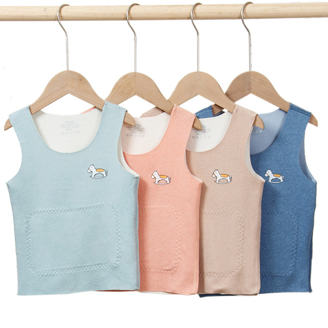 Children's thermal vest boys German velvet seamless inner wear patch ...