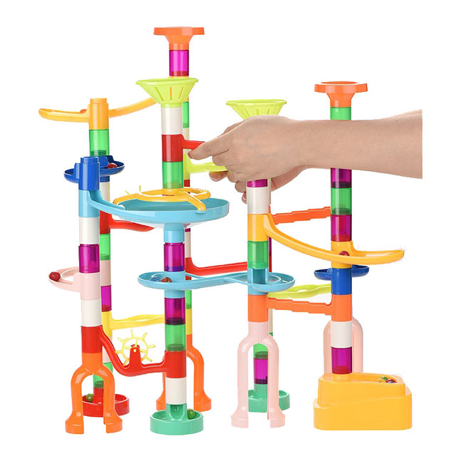 Children's educational ball track marble building blocks toy pipe slide ...