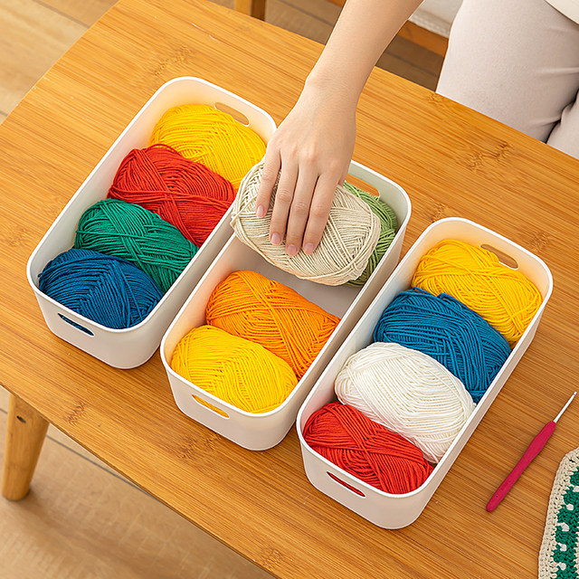 Woven wool storage box living room long sundry storage basket finishing ...