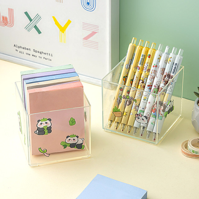 Note storage box square sticky note small compartment office clip ...