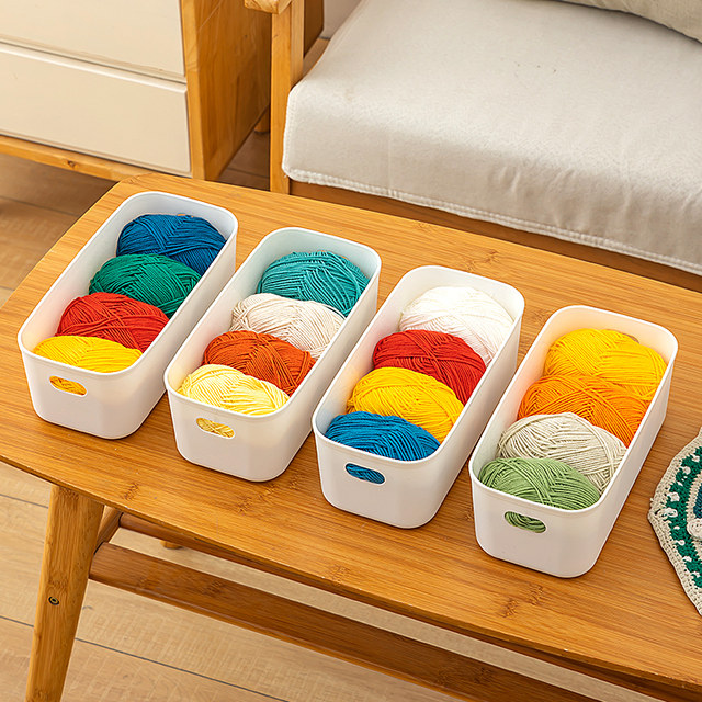 Woven wool storage box living room long sundry storage basket finishing ...