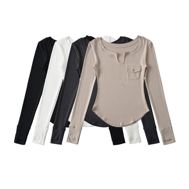 Autumn net red pure desire U -shaped body long -sleeved long -sleeved ...