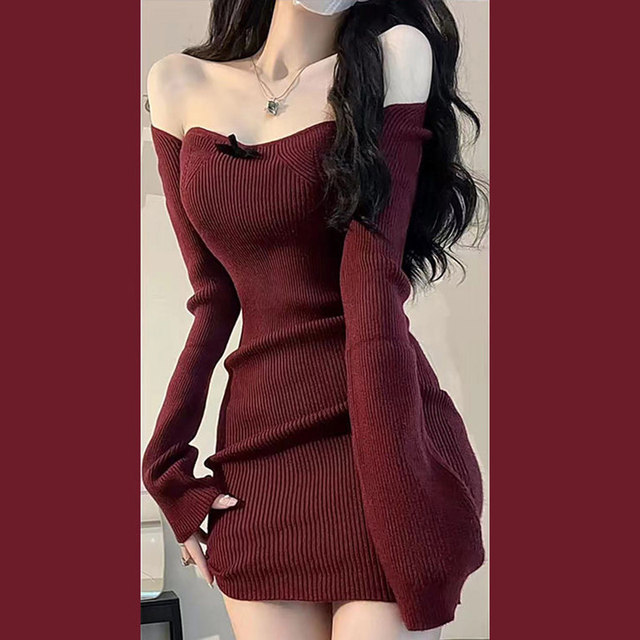 Autumn and winter new large -size pseudo -mother dress sexy square ...