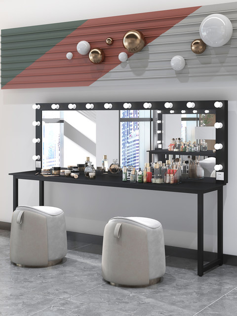 Thick long simple makeup table with light iron training school beauty ...