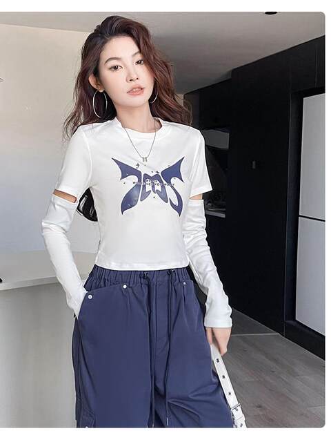 Anchor red casual overalls suit for women spring and autumn T-shirt ...