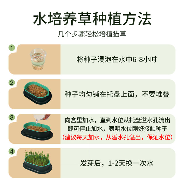 Cat grass potted seed nursery tray, lazy hydroponic hair ball tablets ...