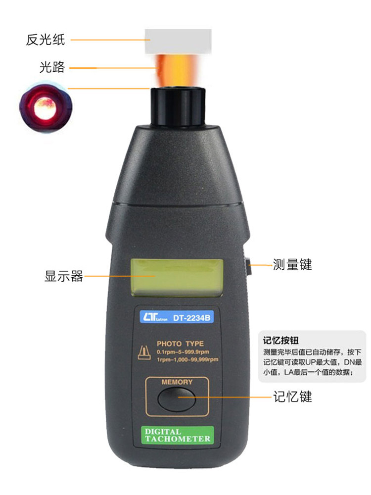 Tachymètre Laser Luchang DT-2234B - Testeur de Vitesse Sans Contact
