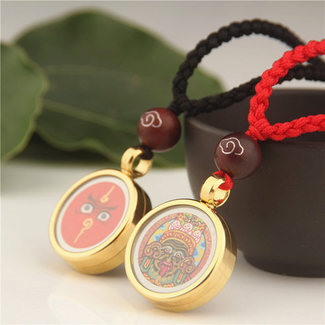 Tibetan transparent Gawu box hand-painted Zakiram necklace wisdom eye ...
