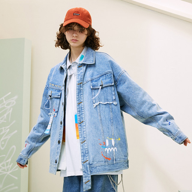 BEASTER little devil smiley denim clothing trend color splash ink ...