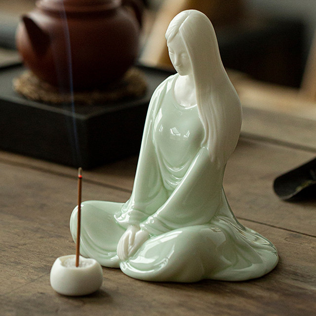 Zen -style ceramic character decoration Chinese yoga beauty dotted ...