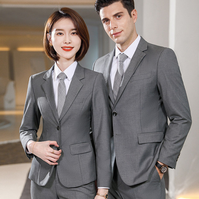 Gray women's suit suit work clothes spring and autumn professional work ...