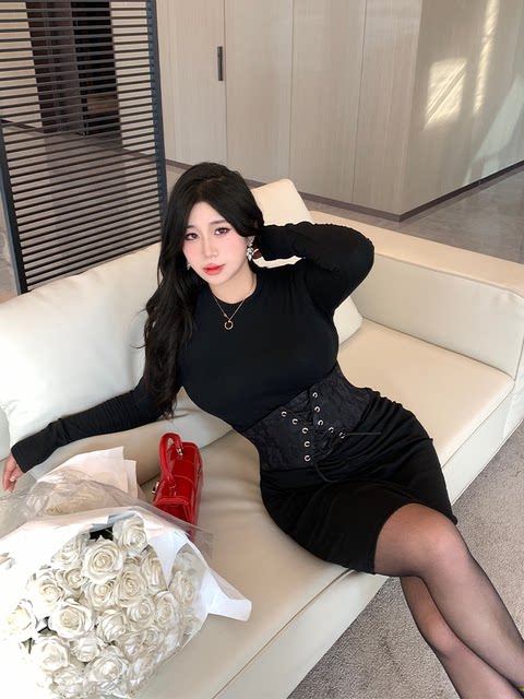 BBABES autumn and winter hot girl slimming long sleeve net red dress ...