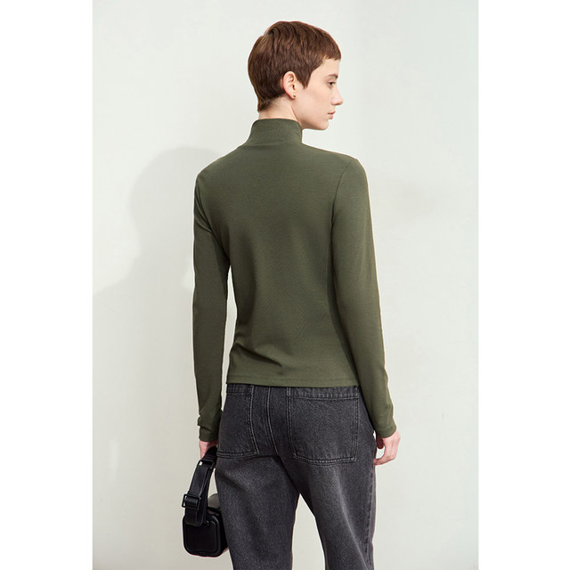 AMII2024 Autumn new commuting semi -high -collar letters embroidery ...