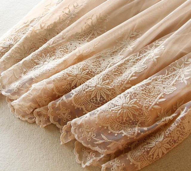 Skirt girl spring and summer dress in the long embroidery lace inner ...
