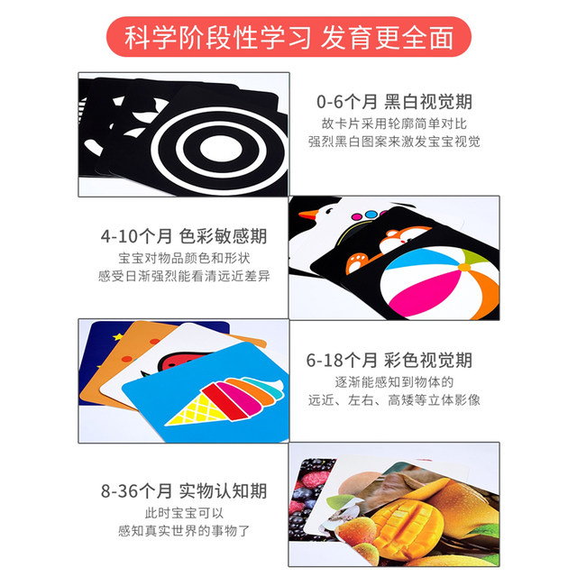 Baby black and white card newborn visual stimulation color flash card ...