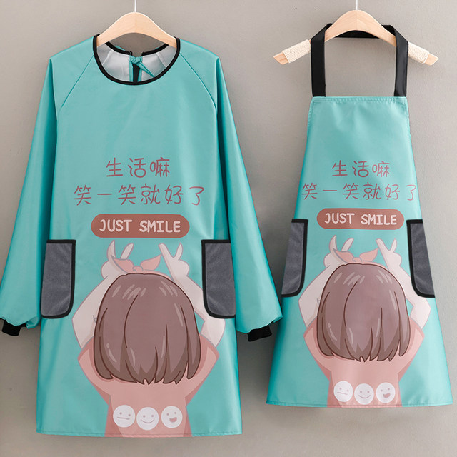Waterproof and oil-proof apron, personalized cooking long-sleeved smock ...