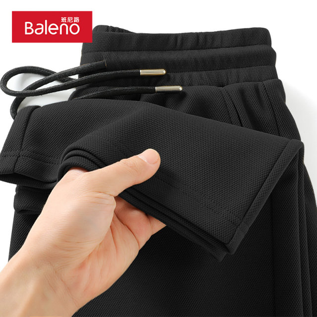 Baleno black straight pants men's pants autumn and winter heavy 320g ...