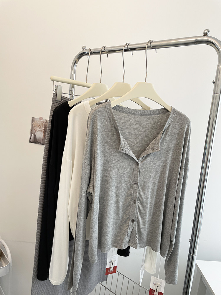 Ningbojia. Soft modal solid color buttoned cardigan for women spring ...