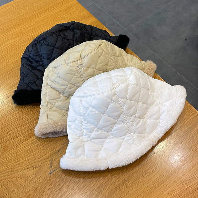 Diamond -shaped checkered thick lamb plug stitching pot women's winter ...