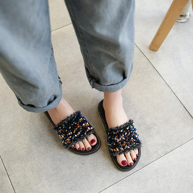 Slipper Women's Wearing INS Tide Liang Dragline Net Red Wind Wind Wild ...