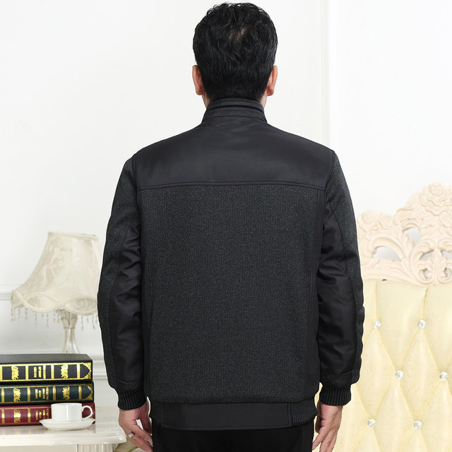 Dad's winter jacket, middle-aged men's velvet thickened cotton coat ...