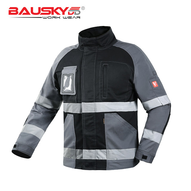 Baoshi's bauskydd all -cotton B232 worker dress reflector black -gray stitching outdoor repair ...