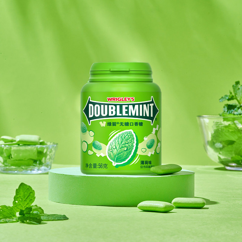 Chewing-gum Wrigley's Doublemint Green Arrow Menthe Thé Vert - 64g x 12 ...