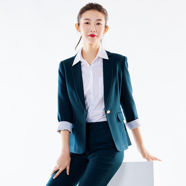 White-collar ladies ink green wool can cut the Western clothing to ...