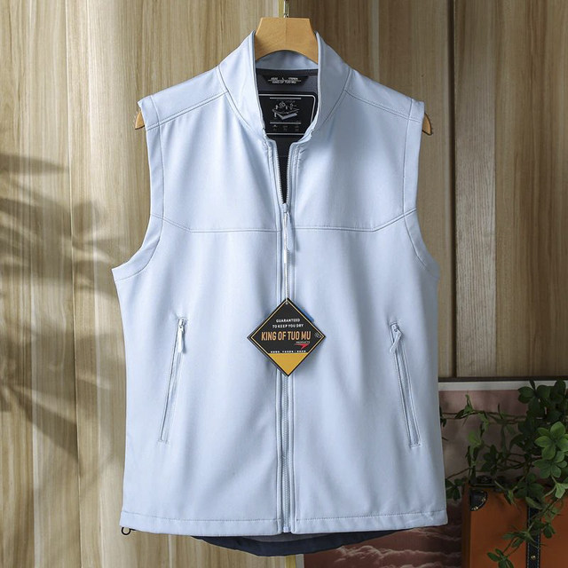 Soft shell plus velvet men's vest autumn and winter outdoor stand-up ...