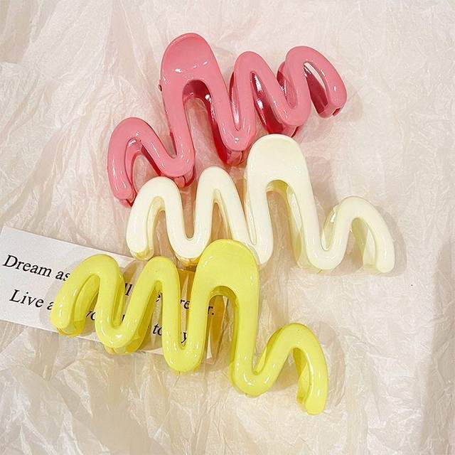 Dopamine large wavy hair clip women's back head grab shark clip hair ...
