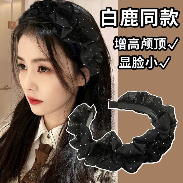 High skull top black fold hair hoe Edge versatile bow hair card washing ...