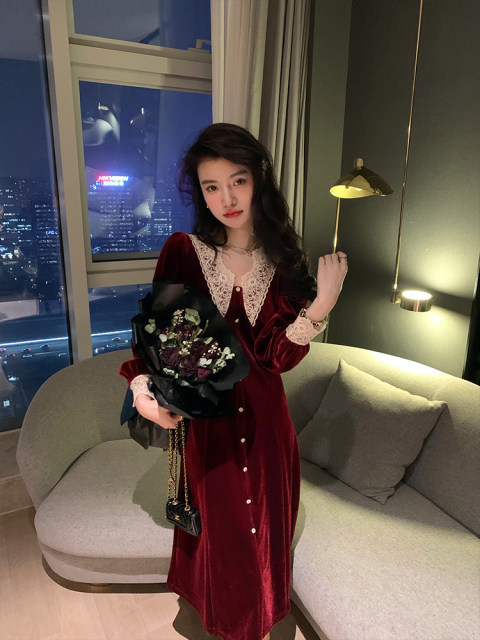 Deng Liuli Christmas Dress, Small Formal Dress, French Retro Style ...