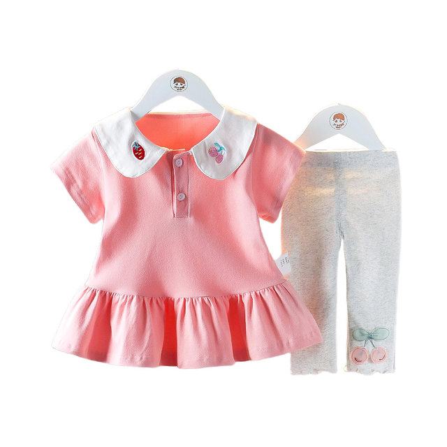 Girls summer cotton set new infant children's clothing foreign shirt ...