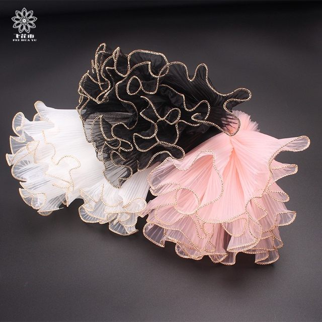 Teacher's Day internet celebrity pleated wave gauze luminous gold edge ...
