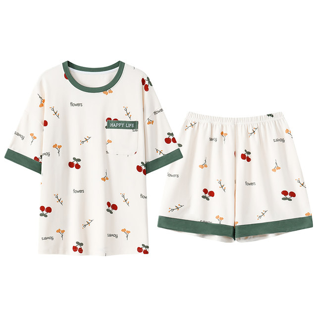 Pajama set, short-sleeved, summer, self-contained chest pad, all-in-one ...