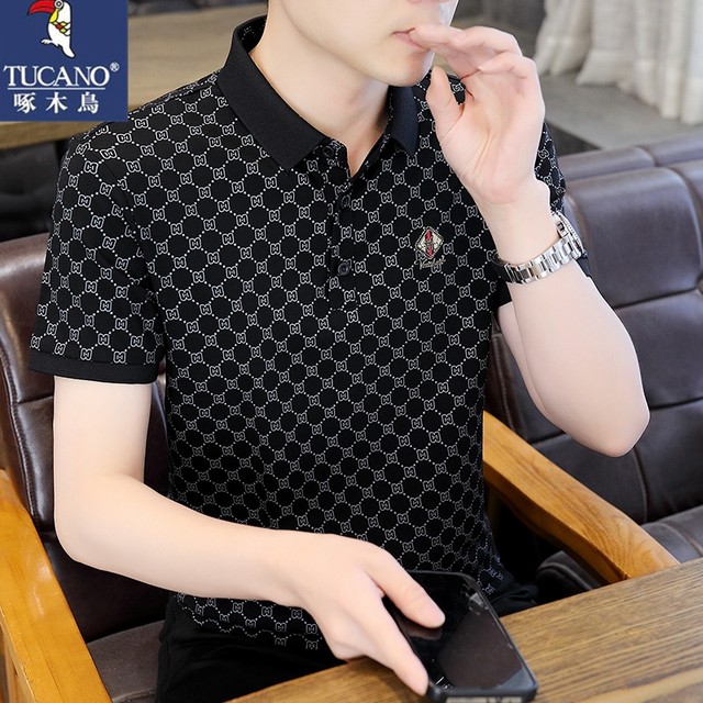 Woodpecker 2025 Summer New arrival Ice Silk Men Short-sleeved T-shirt Lapel Men's Classy Polo ...