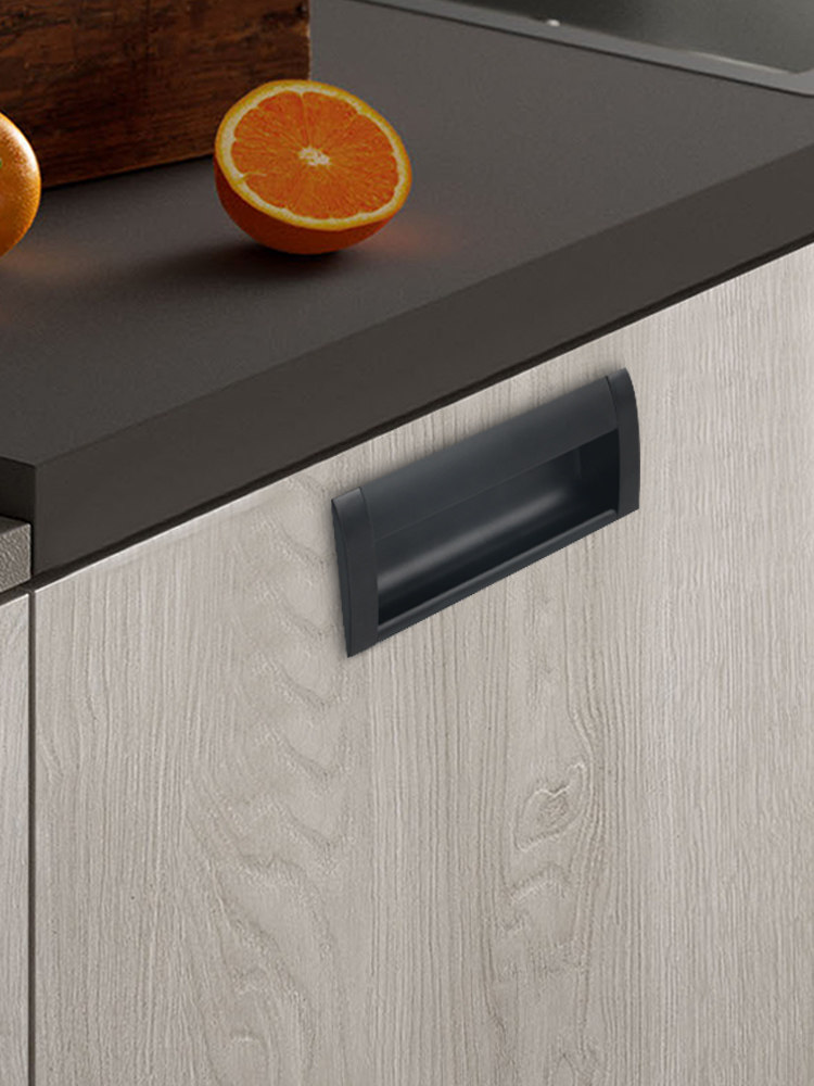 Modern Simple Sheet Metal Door Drawer Handle Black Concealed Cabinet ...
