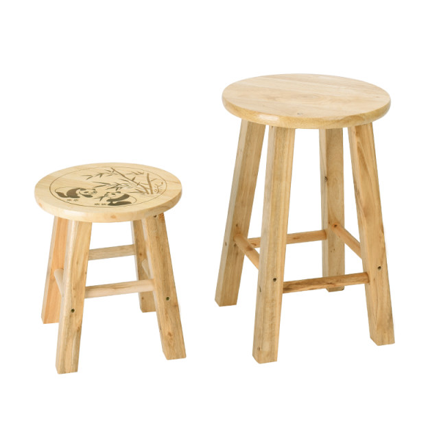 Oak reinforced solid wood panda stool small round stool shoe changing ...