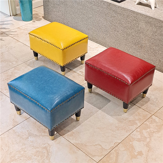 Langduo sofa stool leather pier American square stool low stool living ...
