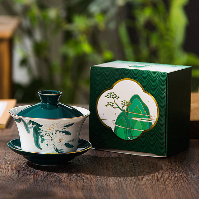 Babao Tea Extra Large Ceramic Three-Fort Covered Bowl Tea Set 360ml ...