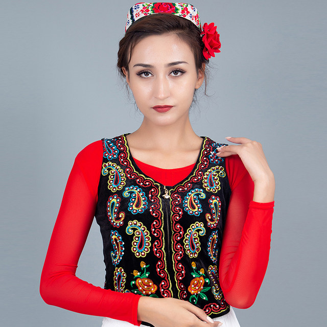 New Xinjiang dance clothing women's vest square dance short embroidered ...