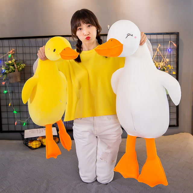 Funny sand sculpture duck doll plush toy big white goose doll rag doll ...