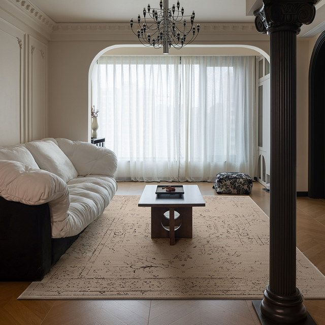 Light French living room carpet, log style coffee table carpet, mid ...
