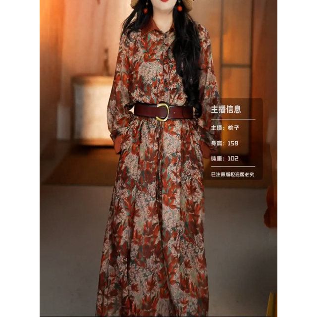 Long-sleeved long skirt fashionable temperament celebrity POLO collar ...