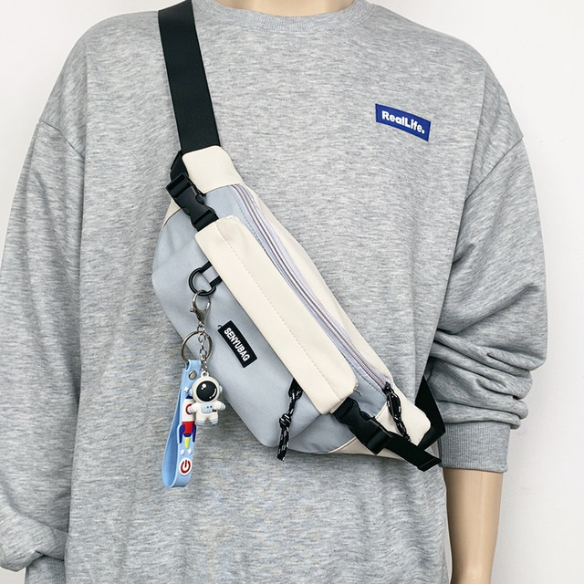 ins trendy brand chest bag men's casual Japanese single shoulder small ...